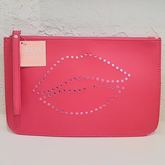 Ulta Beauty | Bags | Nwt Ulta Beauty Laser Cut Lip Pink Large Wristlet ...